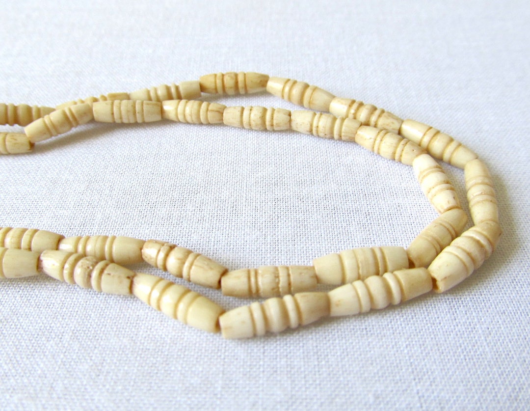 Bone Hairpipe Beads, Carved Bone Tube, Tea Stained Hairpipe, Bone ...