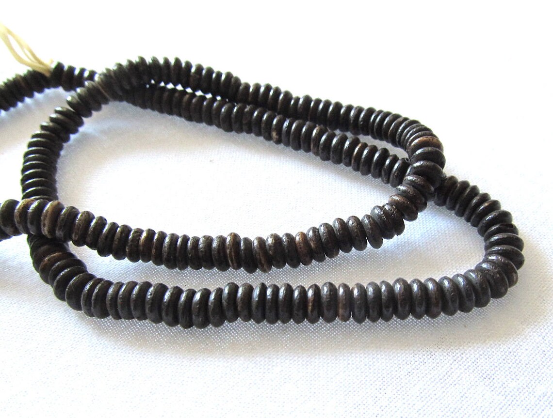 Thin Brown Washers Brown Bone Discs Spacer Beads Tribal | Etsy