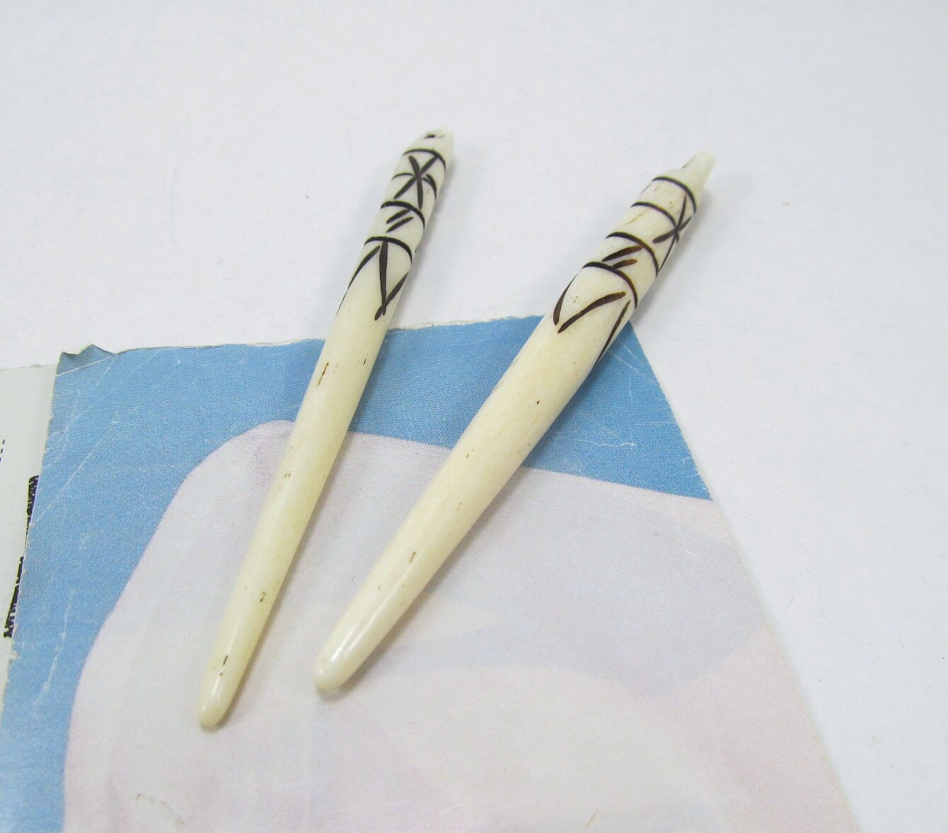 Carved Bone Spikes Extra Long Point Pendants Black Line | Etsy