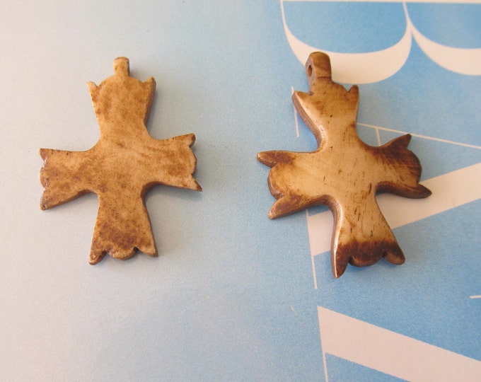 Bone Cross Pendant, Tea Stained Cross, Rustic Bone Charm, Designer Bone ...