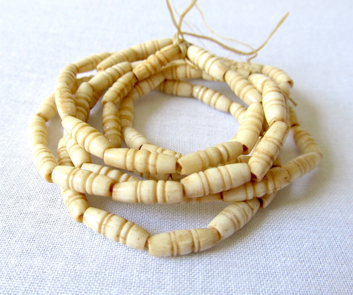 Bone Hairpipe Beads Carved Bone Tube Tea Stained Hairpipe - Etsy