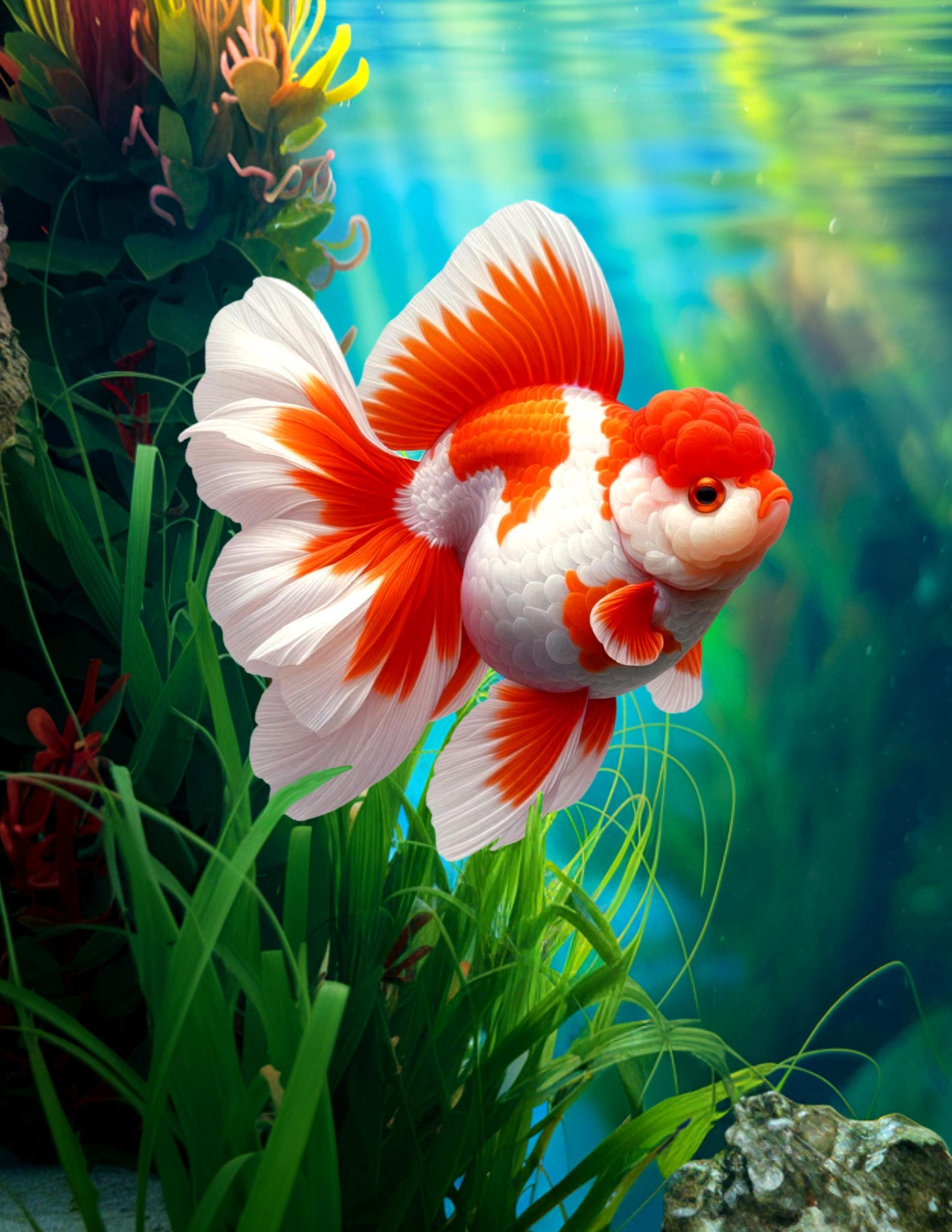 Oranda Goldfish Fancy Goldfish Aquarium Fish Tank Lovers Wall Art - Etsy