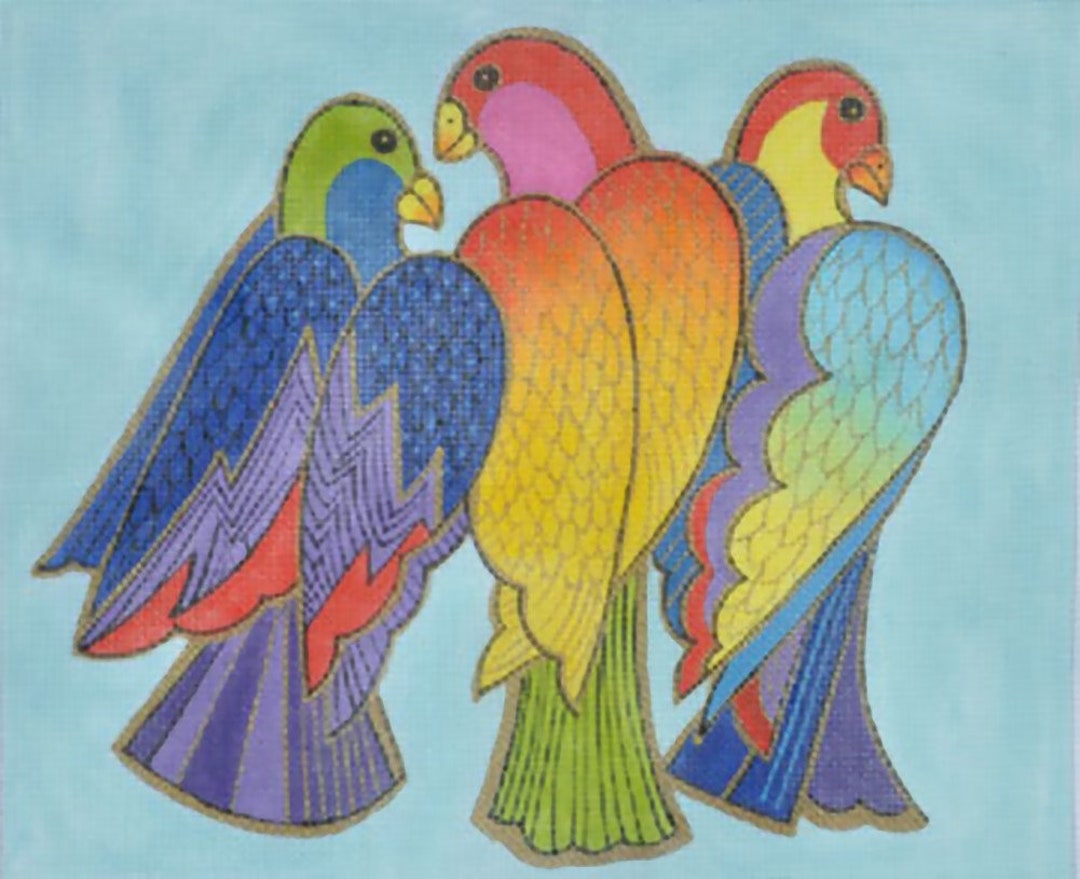 Needlepoint Handpainted Laurel Burch Balinese Birds W/ Stitch Guide - Etsy