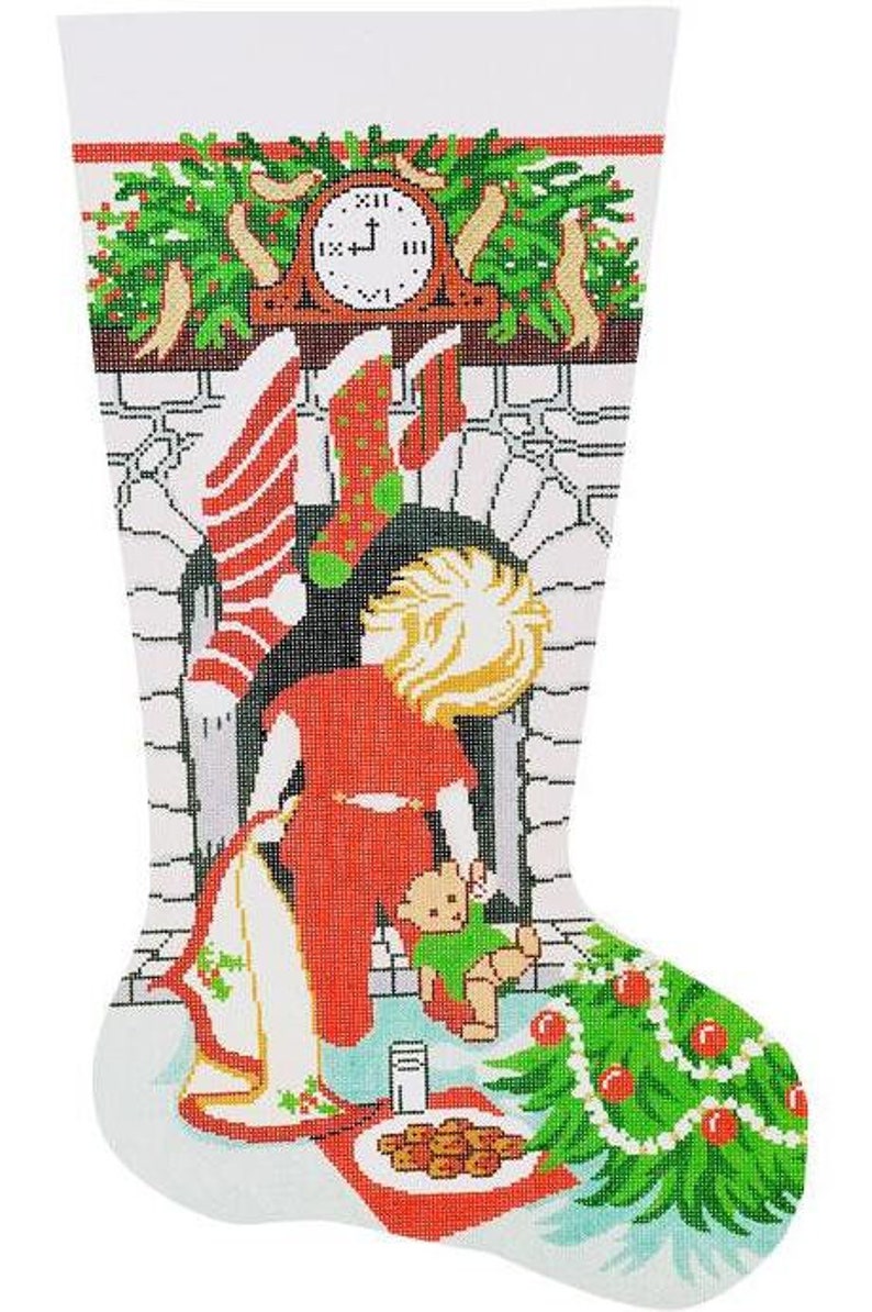 Needlepoint Handpainted Lee Christmas Stocking Where is Santa - Etsy