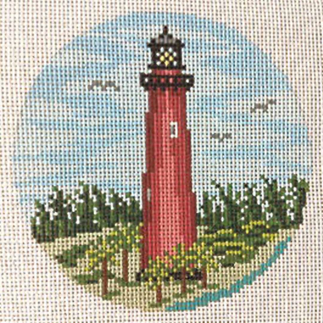 Needlepoint Handpainted Christmas Needle Crossings Jupiter Lighthouse 4 ...