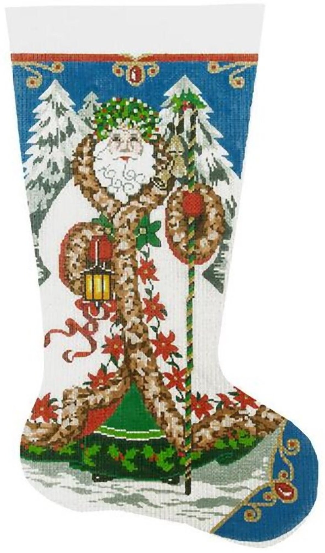 Needlepoint Handpainted Lee Christmas Stocking Elegant Santa 23" - Etsy