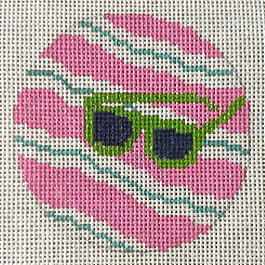 Needlepoint Handpainted Needle Crossings Sunglasses and Stripes 3" - Etsy