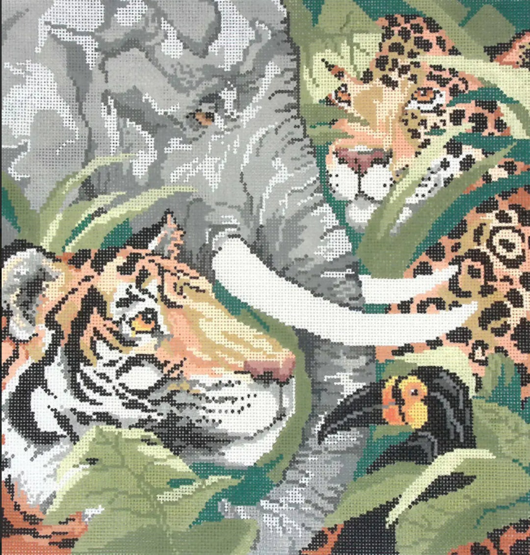 Needlepoint Handpainted CBK Jungle Friends 13x13 - Etsy