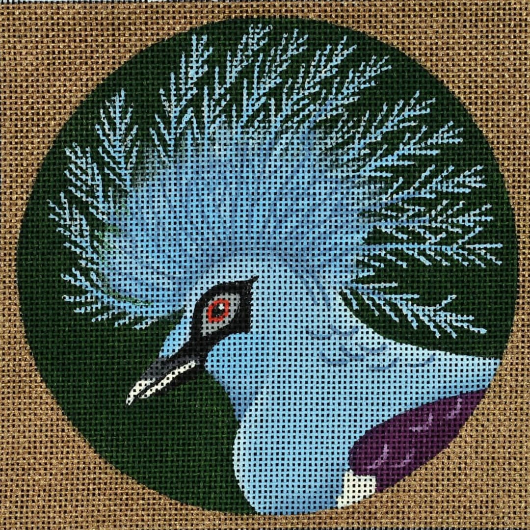 Needlepoint Handpainted Dede Coaster Bird Crowned Pigeon New Guinea 5.5 ...