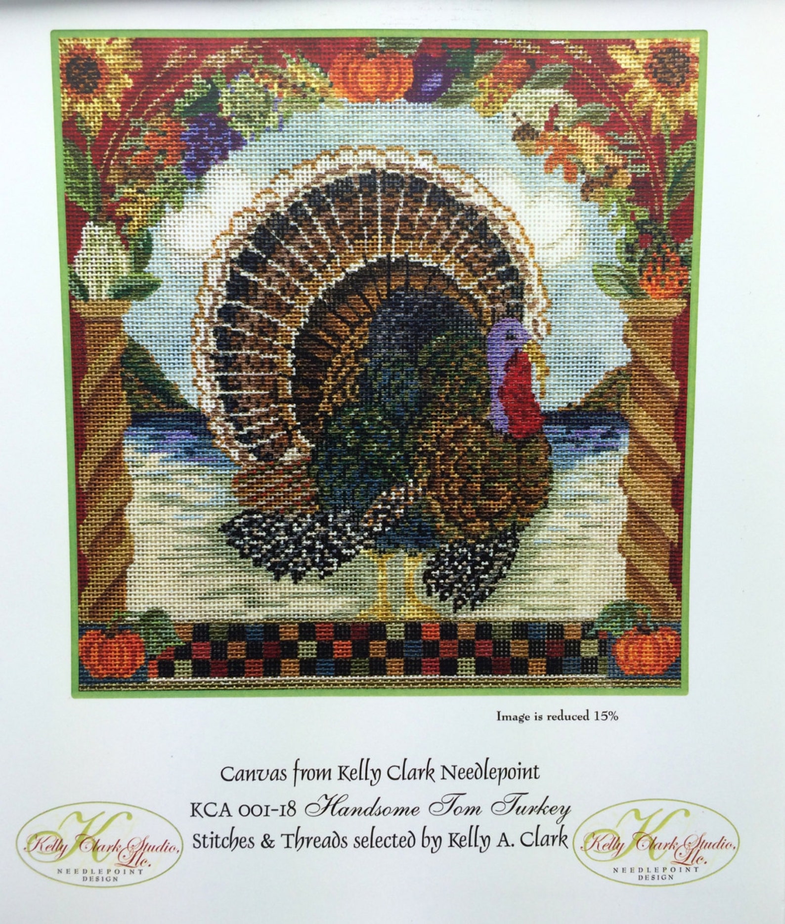 Handpainted Needlepoint Kelly Clark Thanksgiving Tom Turkey W/ - Etsy