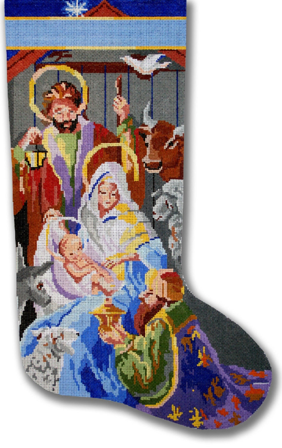 Handpainted Needlepoint Christmas Stocking CBK Nativity - Etsy
