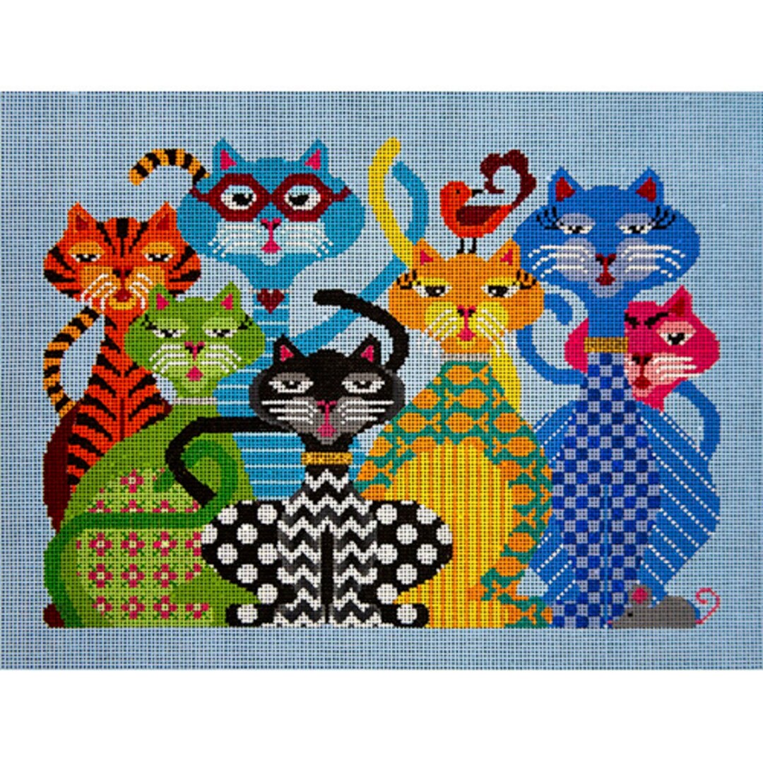 Needlepoint Handpainted JP Needlepoint Cattitude 14x11 - Etsy