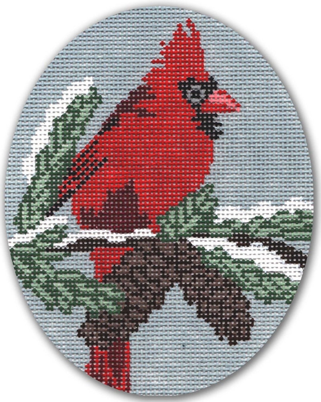 Needlepoint Handpainted Christmas CBK Cardinal Male 4x5 - Etsy