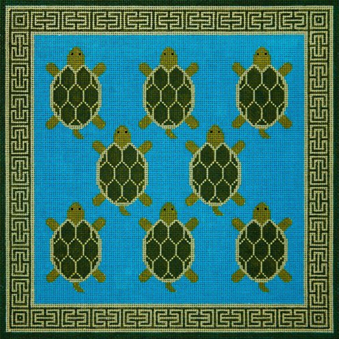 Needlepoint Handpainted JP Needlepoint Turtle Racing 13x13 - Etsy
