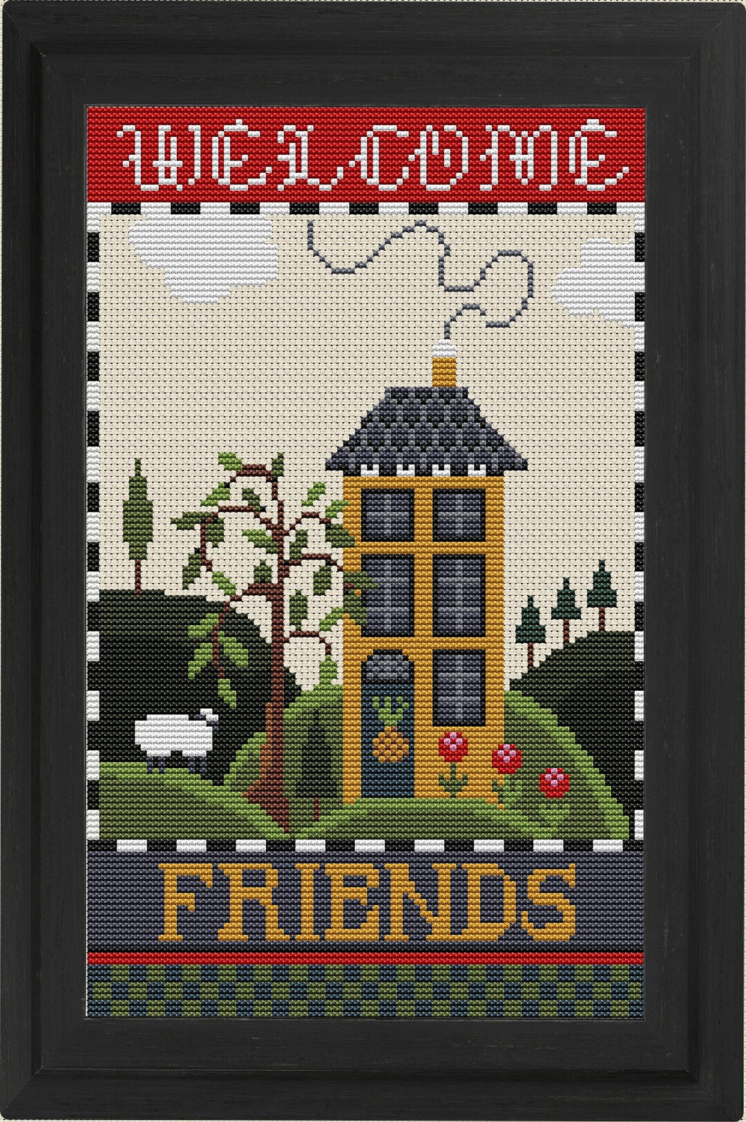 Counted Cross Stitch Kit Welcome Friends Sampler Creative Needle Arts ...
