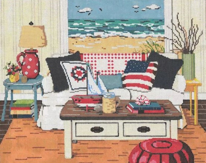Handpainted Needlepoint Sandra Gilmore at the Seashore free - Etsy