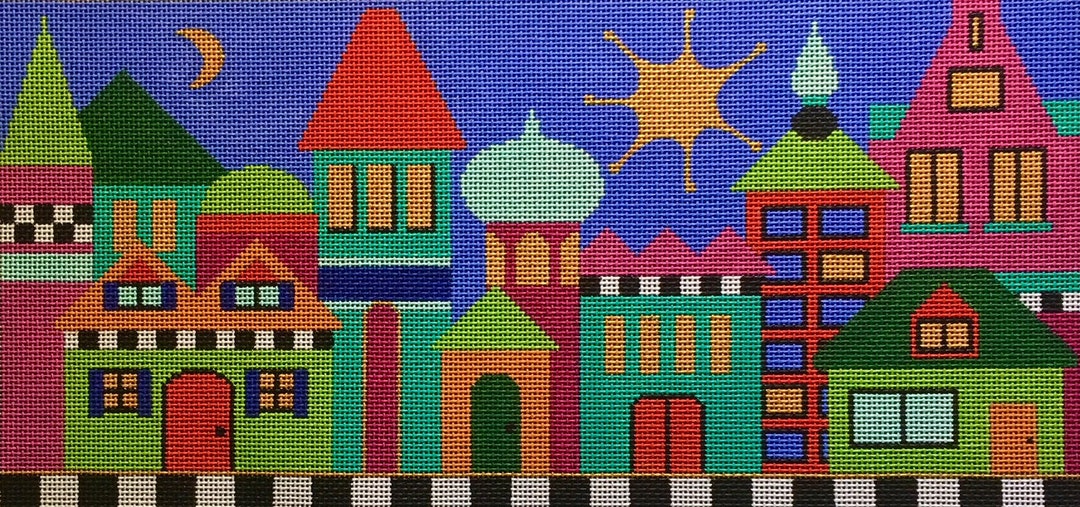 Needlepoint Handpainted Amanda Lawford Large Buildings 16x8 - Etsy