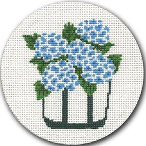 Needlepoint Handpainted Christmas CBK Gathering Bag W/ Hydrangea 4.5 ...