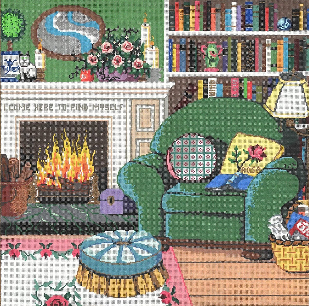 Handpainted Needlepoint Sandra Gilmore Library 14x14 - Etsy