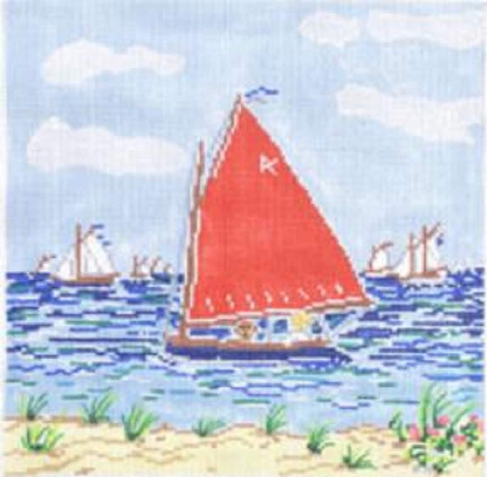 Needlepoint Handpainted Cooper Oaks Mimis Sailboat 8x8 - Etsy