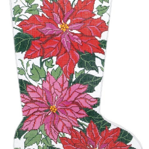 Needlepoint Handpainted Lee Christmas Stocking Poinsettia and - Etsy