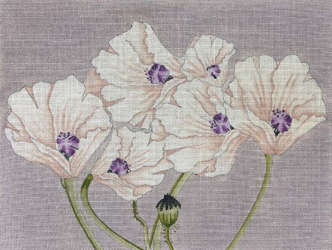 Needlepoint Handpainted Alice Peterson Purple Poppies 13x10 - Etsy