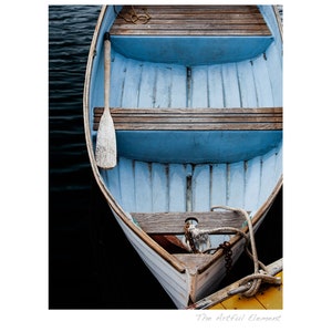 Blue Rowboat Print, Rustic Nautical Decor, Beach House Wall Art ...