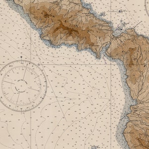 Nautical Map of Santa Catalina Island, Vintage Nautical Chart ...