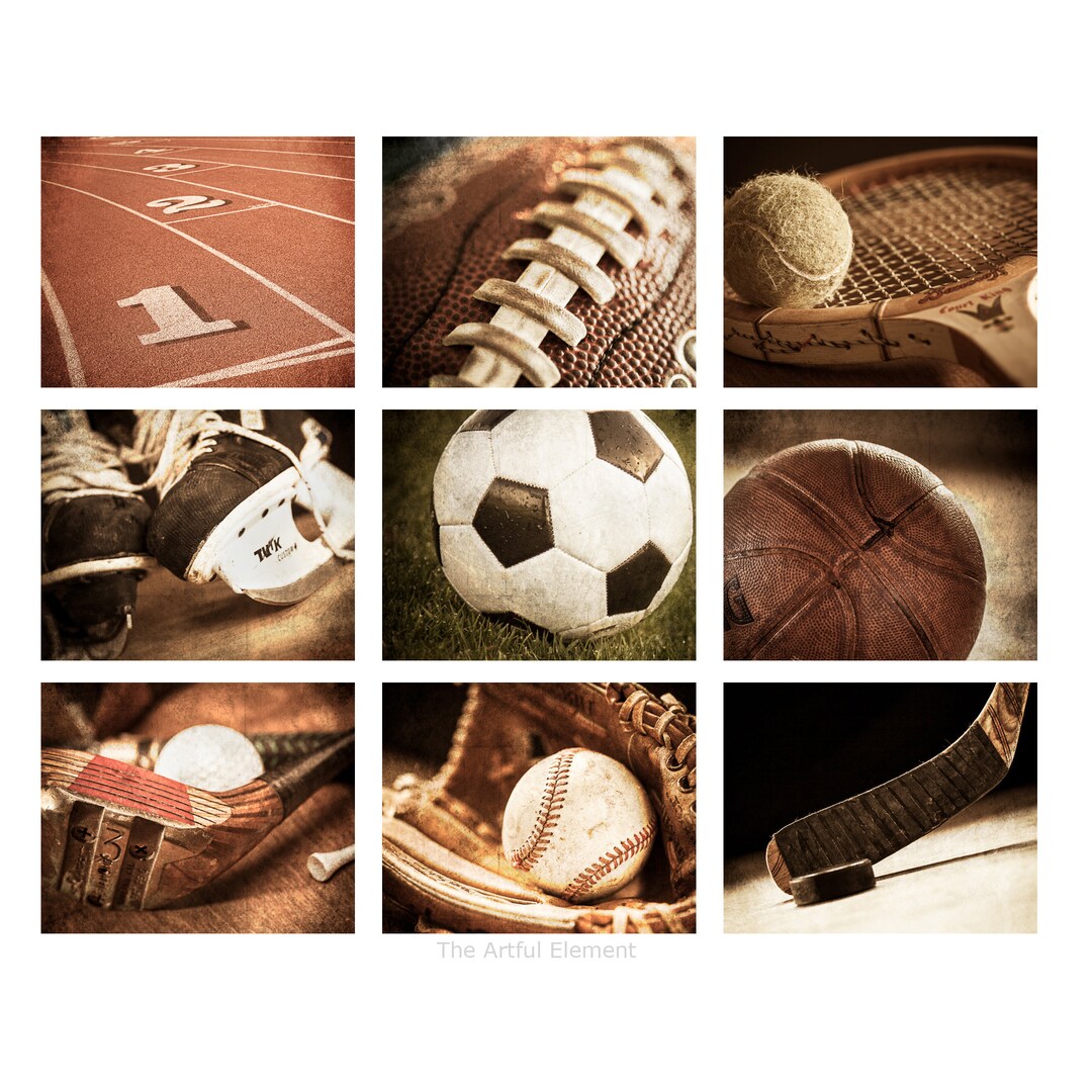 Sports Prints, Giant Collection of Sports Art, Set of 9 Vintage Sports ...