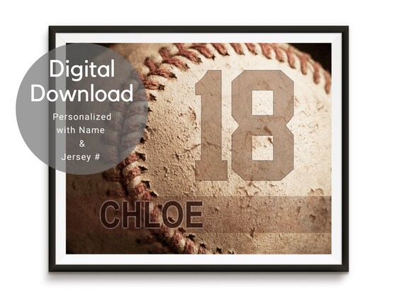 Personalized Baseball PRINTABLE Art Baseball Gift with Name | Etsy