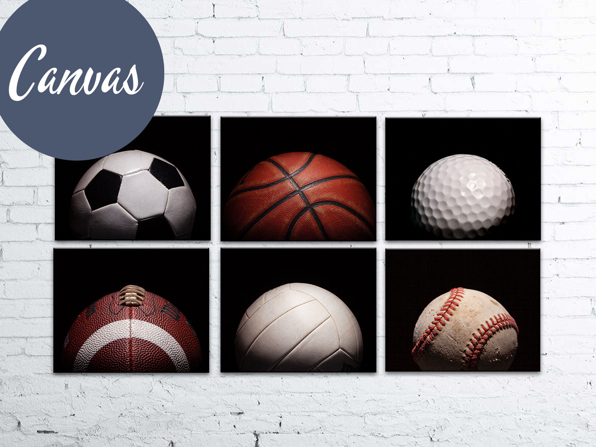 Sports Decor Canvas Wall Art Set Boys Room Decor Set of 6 | Etsy