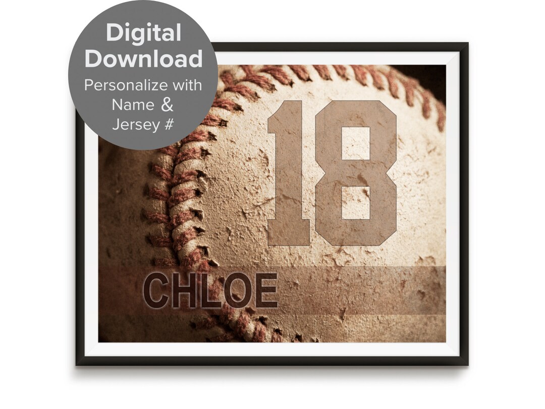 Personalized Baseball PRINTABLE Art, Baseball Gift With Name, Digital ...