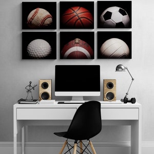 Sports Print Set on Black, Sports Decor, Playroom Wall Art on Print or ...