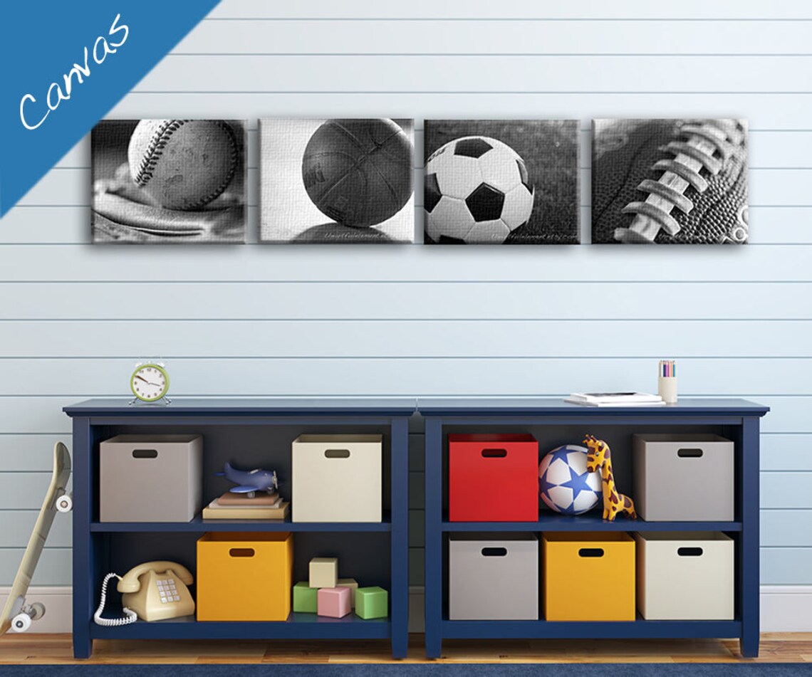 Black and White Art Canvas Wall Art Sports Decor Set of 4 | Etsy