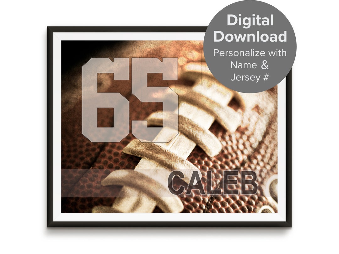 Personalized Football PRINTABLE Art, Vintage Football Gift With Name ...