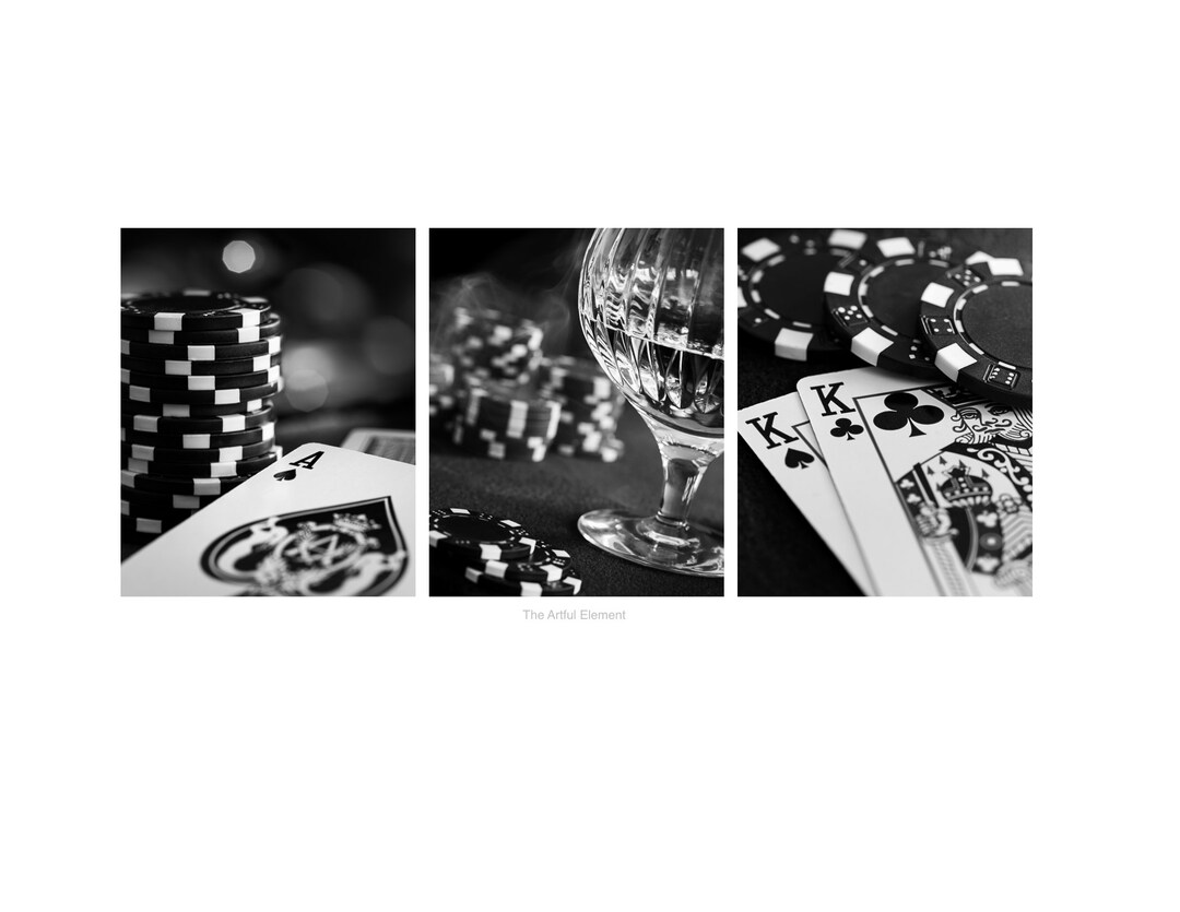 Poker Art, Set of 3 Prints, Game Room Decor, Poker Night, Man Cave Wall ...