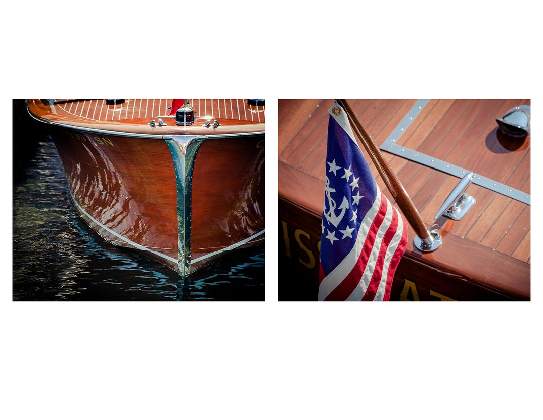 Nautical Art Wooden Boat Print Set Lake House Decor Coastal - Etsy
