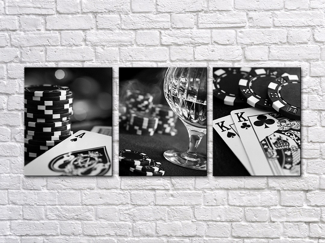 Poker Wall Art Set on Canvas, Set of 3, Game Room Decor, Poker Home ...