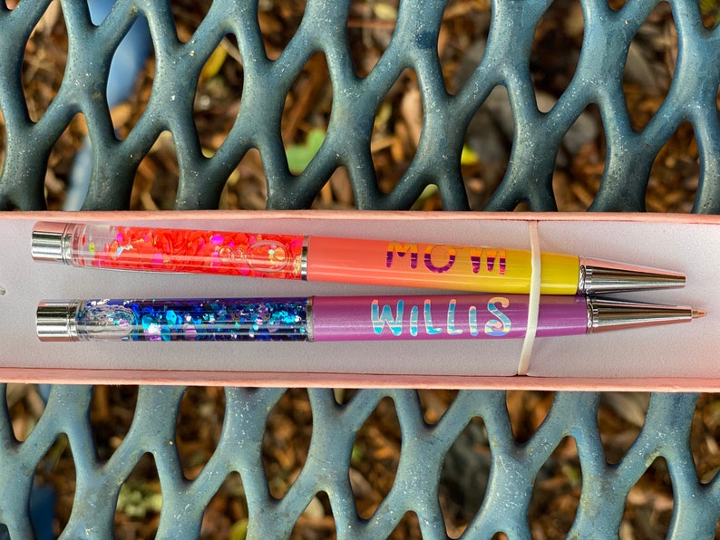 Custom Floating Glitter Skinny Pens you Pick Colors - Etsy