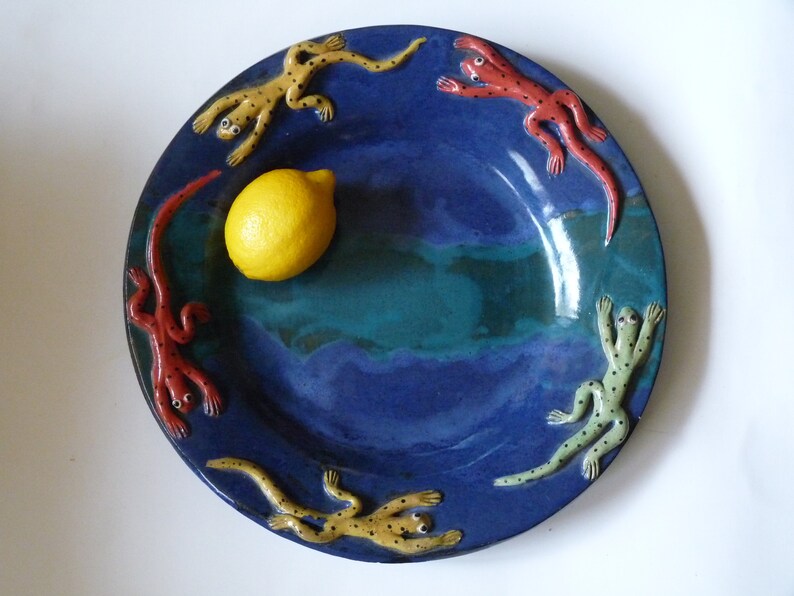 LIZARD PLATE Organic Serving Bowl/dish 13 Dia - Etsy