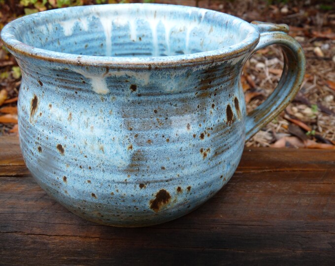 Speckled Aqua Soup Mug, Aqua Chowder Bowl, 22 Oz. Cappuccino Mug ...
