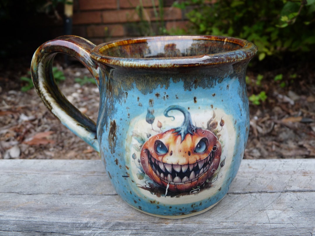 PUMPKIN Mug, Woodland Tea Cup, 10 Oz. Halloween Spooky Mug, Scary ...
