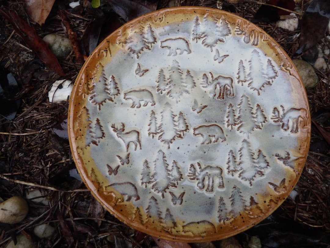 MOOSE and BEAR DISH, Small Toast Dish, 6 -1/2" Cookie Plate, Candy Dish ...