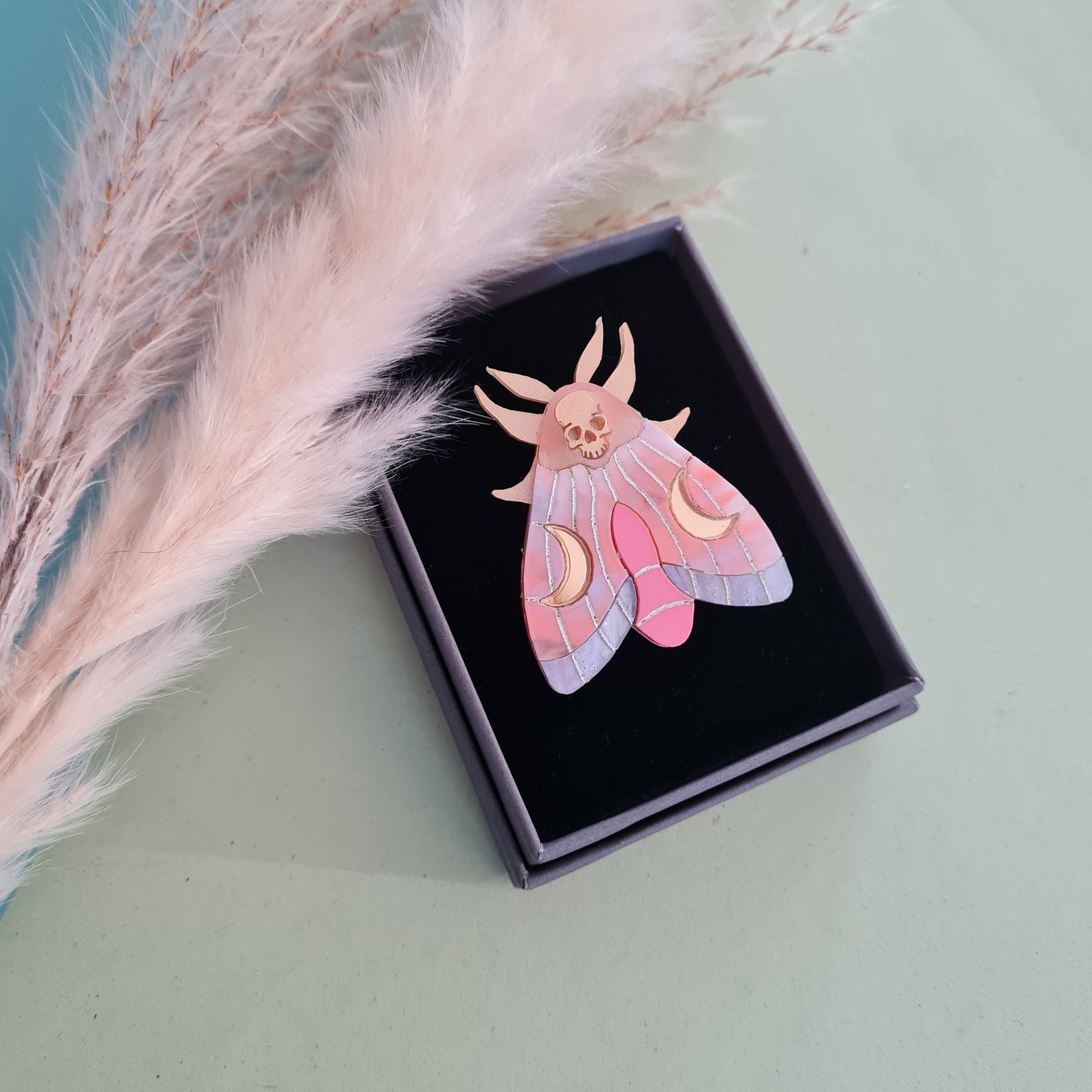 Mystic Moon Moth Pin - Coral Sunset - Etsy UK