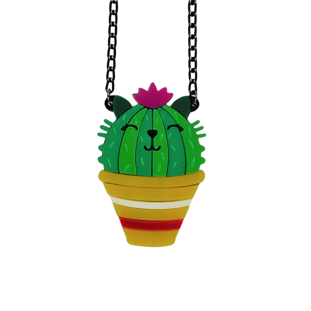 Cacti Cat Necklace - Etsy
