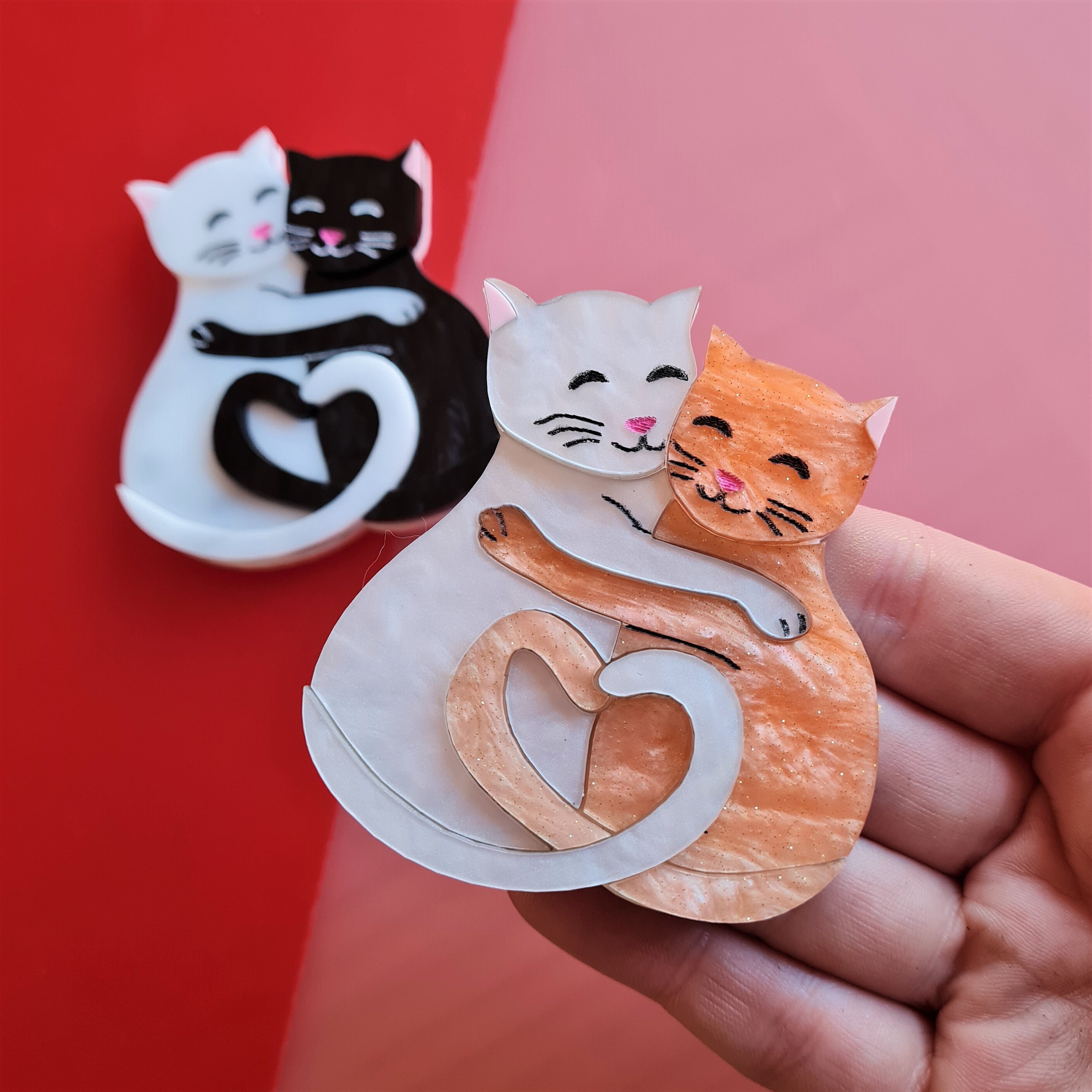 The Purrfect Match Cat Yin Yang Brooch or Necklace - Etsy UK