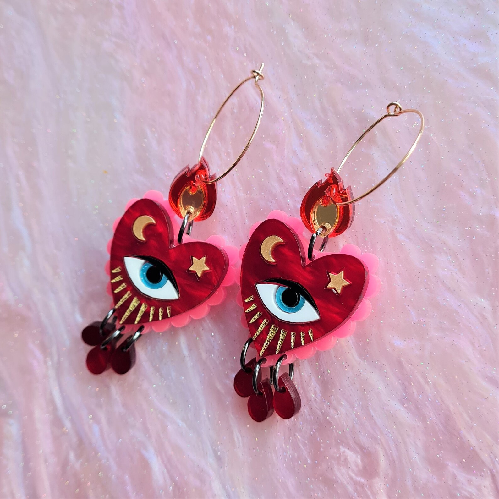 Flaming Heart Hoop Earrings Two Sizes - Etsy