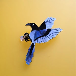 Magpie Brooch - Etsy UK