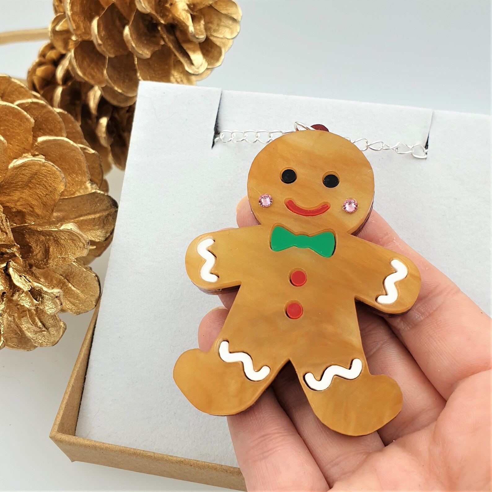 Gingerbread Man Reversible Pendant - Etsy