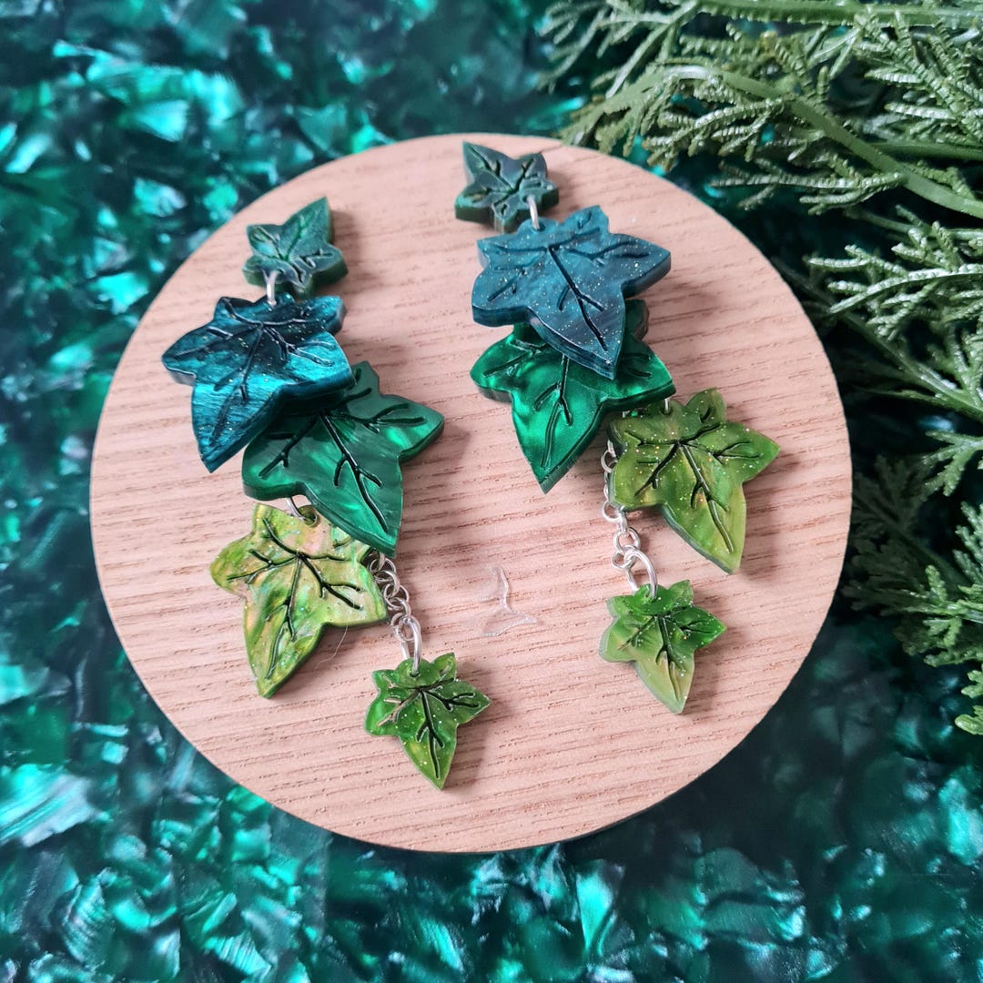 Ivy Leaf Charm Earrings - Three Colours - Etsy